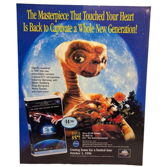 Unbranded | Art | 98s Et Movie Vhs Print Ad Vintage 90s Home Video ...